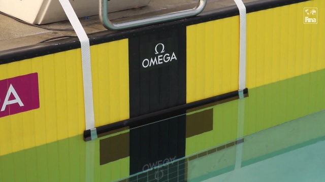 Natalie Coughlin and Aaron Peirsol test the Omega Backstroke Start Device
